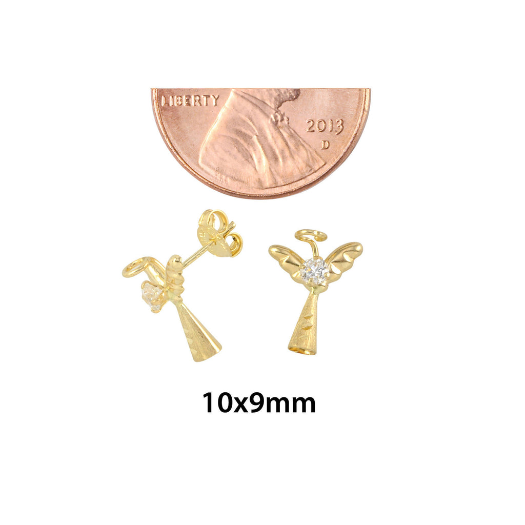 10k Yellow Gold Angel Earrings with Pushbacks 10mm x 9mm | Jewelryland.com
