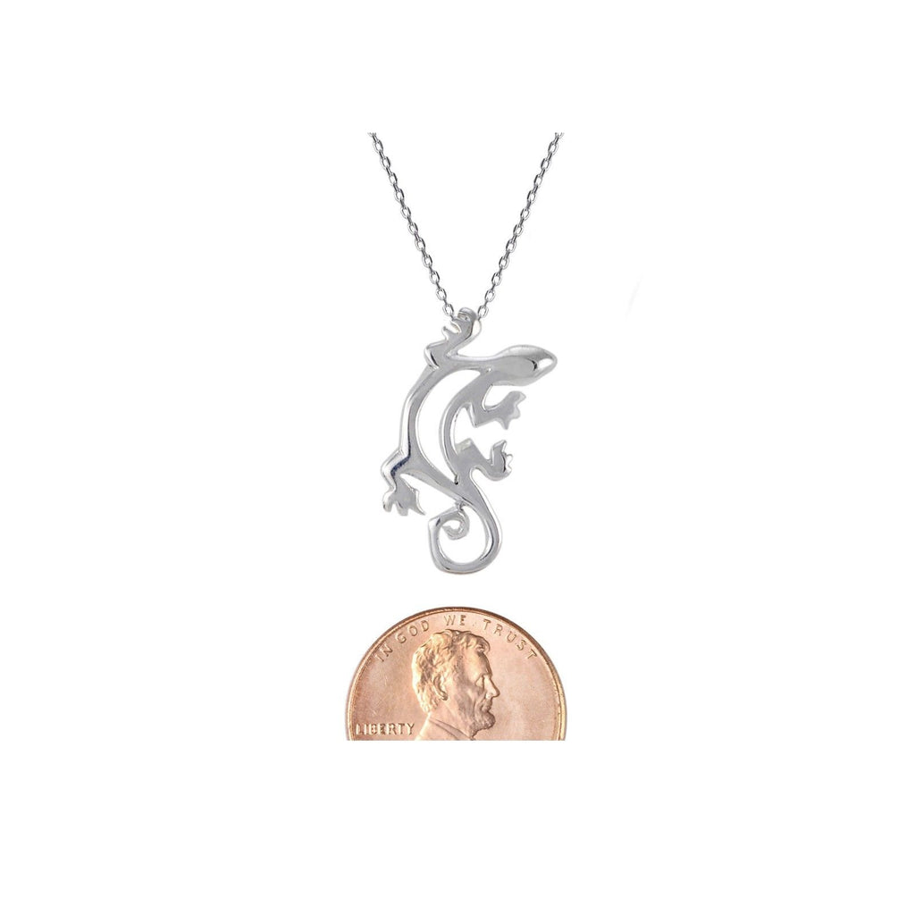 Sterling Silver Gecko Lizard Pendant Necklace | Jewelryland.com